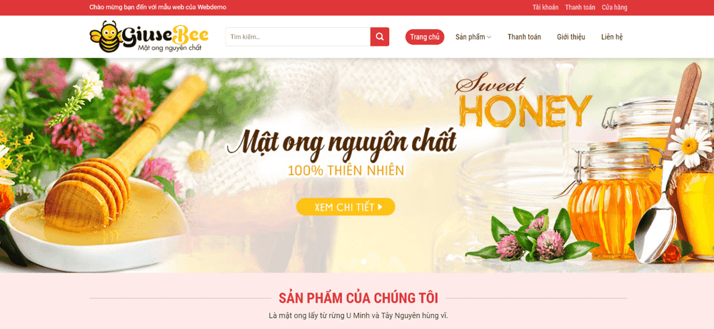 Mẫu website mật ong - DAKdesign - Thiết kế web DakLak